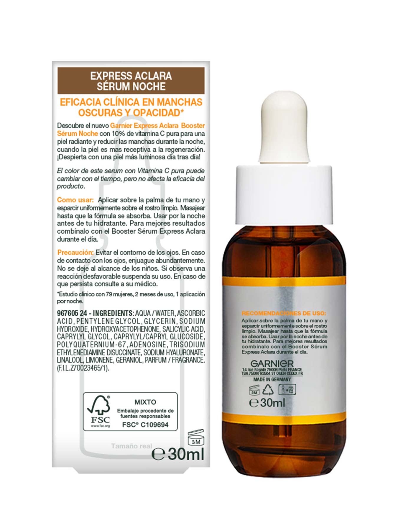 Sérum noche: Express Aclara con vitamina C anti-manchas | Garnier
